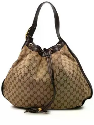 Gucci 2000-2015 Gg Canvas Interlocking Icon Drawstring Hobo Shoulder Bag