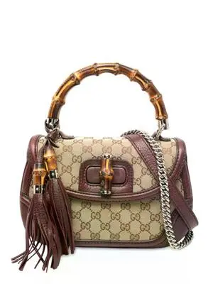 Gucci Medium Gg Canvas New Bamboo Top Handle Bag - Neutrals