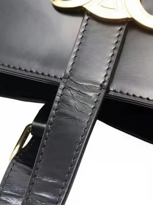 Celine Leather Triomphe Bucket Bag - Black