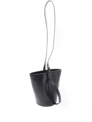 Celine Leather Triomphe Bucket Bag - Black