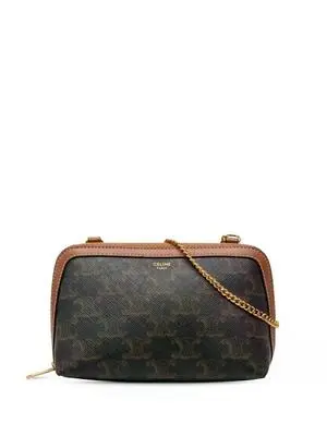 Celine Triomphe Coated Canvas Clutch On Chain Crossbody Bag