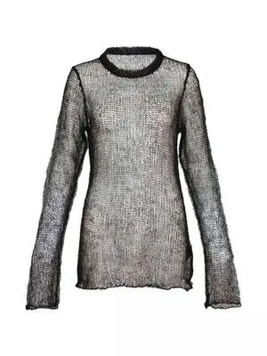 Yohji Yamamoto Open-knit Long-sleeve Sweater - Black