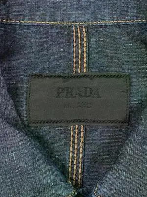 Prada Chambray Triangle Logo Denim Jacket