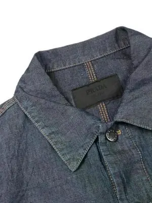Prada Chambray Triangle Logo Denim Jacket