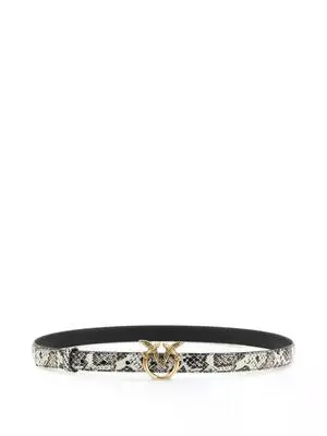 Pinko Love Birds Python-print Belt - White