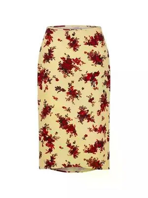 JIL SANDER Floral-print Pencil Midi Skirt - Yellow