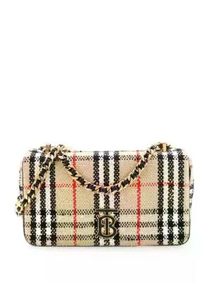Burberry Lola Vintage Check Tweed Small Shoulder Bag - Neutrals