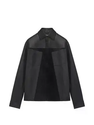 Alexander McQueen Panelled Leather Overshirt - Black