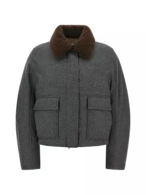 Brunello Cucinelli Shearling-collar Cropped Jacket - Grey