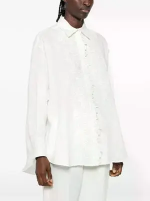 Ermanno Scervino Lace-embroidered Linen Shirt - White
