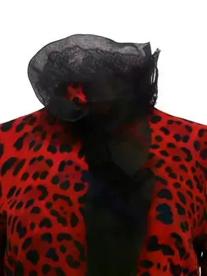 Dolce & Gabbana Leopard Print Ruffled Blouse
