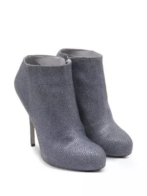 SERGIO ROSSI Shagreen-effect Ankle Boots - Grey