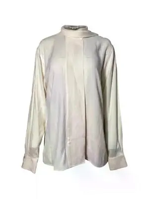 Victoria Beckham Scarf-neck Long-sleeve Blouse - Neutrals