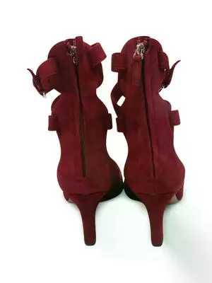 Valentino Garavani Suede Square Toe Ankle Strap Pumps