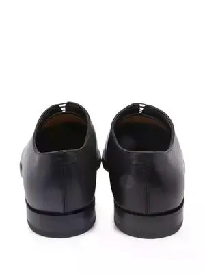 FERRAGAMO Leather Lace-up Almond Toe Oxford Shoes - Black