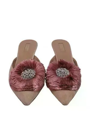 AQUAZZURA Embellished Pointed-toe Mules