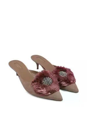 AQUAZZURA Embellished Pointed-toe Mules - Neutrals