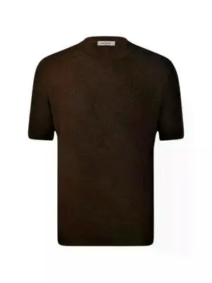 GRAN SASSO Short-sleeve Round-neck Top - Brown