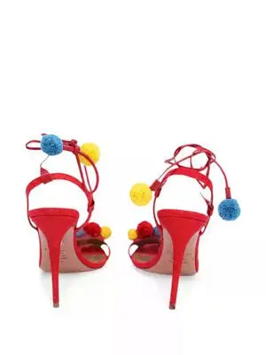 AQUAZZURA Pom Pom Embellished Lace-up Sandals