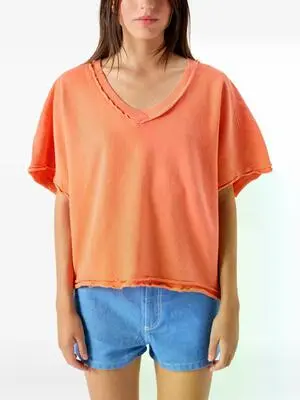 American Vintage Vibetown Raw-edge V-neck T-shirt - Orange