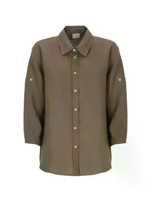 EMME Button-up Three-quarter-sleeved Shirt - Brown