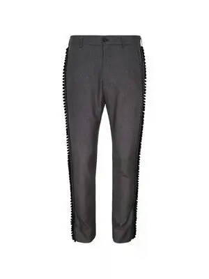 Comme Des Garçons Wool Ruffled Trim Tailored Trousers