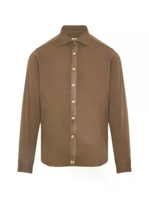 SONRISA Point-collar Long-sleeve Shirt - Brown