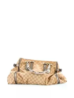 Gucci Pop Bamboo Tote Gg Canvas Large Satchel