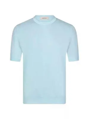 GRAN SASSO Short-sleeve Crew-neck Sweater - Blue