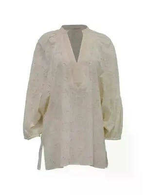 Tory Burch Broderie Tunic Blouse - Neutrals