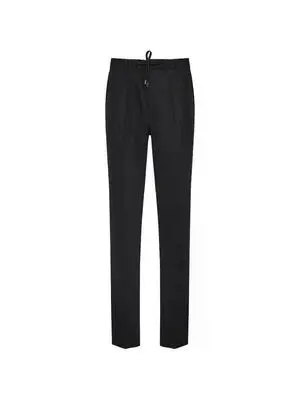 MANDELLI Drawstring-waist Pleated Trousers - Black
