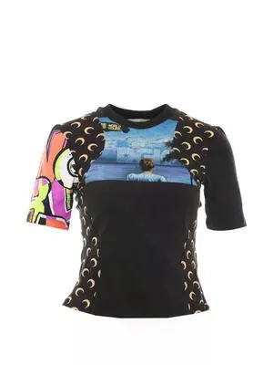 MARINE SERRE Graphic-print Moon-panel T-shirt - Black