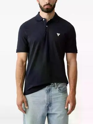 Guess Logo-patch Polo Shirt - Blue