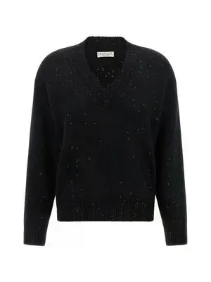 Brunello Cucinelli Diamante Sequin-embellished Sweater - Black