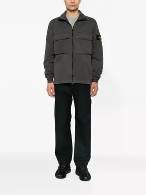 Stone Island Logo-patch Zip-up Shirt Jacket - Grey