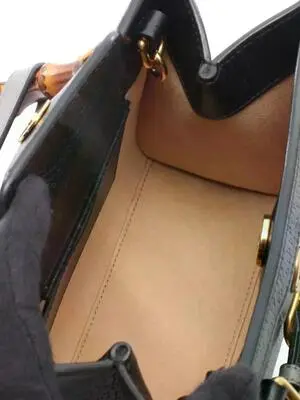 Gucci Calfskin Bamboo Diana Satchel - Black