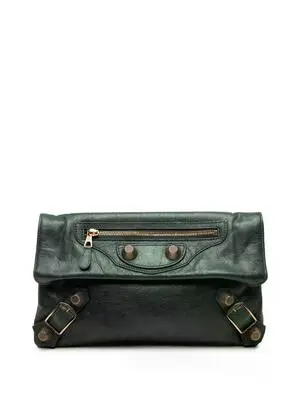 Balenciaga Lambskin Motocross Giant 21 Envelope Clutch Bag - Green