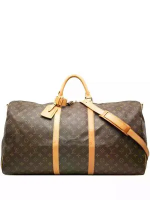 LOUIS VUITTON 1995 Monogram Keepall Bandouliere 60 Travel Bag - Brown