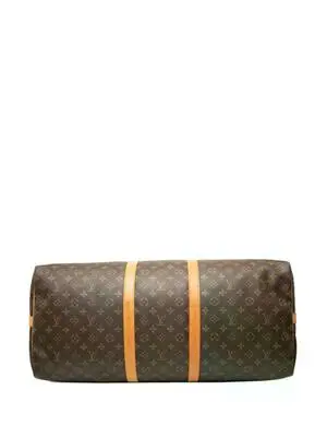 LOUIS VUITTON Monogram Keepall Bandouliere 60 Travel Bag - Brown