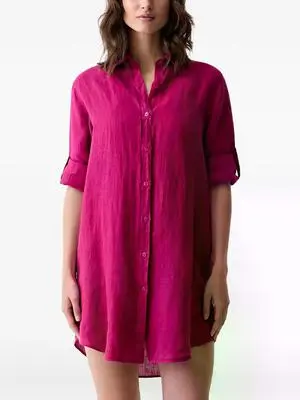 Vilebrequin Linen Shirt Dress With Roll-tab Sleeves