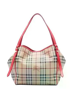 Burberry Small Haymarket Check Coated Canvas Canterbury Tote Bag - Red