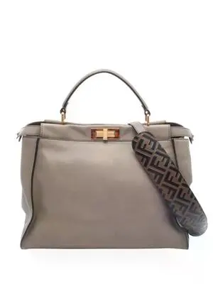 Fendi 2000-2010 Large Leather Peekaboo Satchel - Brown