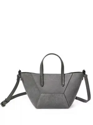 Brunello Cucinelli Bc Duo Mini Bag In Suede With Monili - Grey