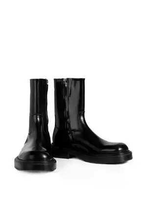 FERRAGAMO Leather Block-heel Boots - Black