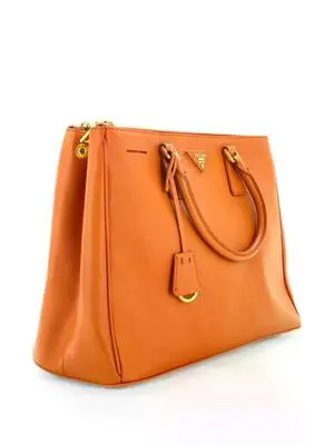 Prada Double Zip Lux Saffiano Leather Large Tote Bag - Orange