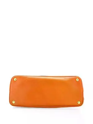 Prada Lux Saffiano Leather Double Zip Tote Bag - Orange