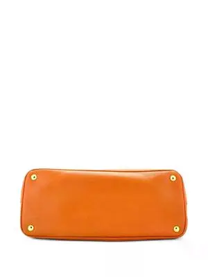 Prada Lux Saffiano Leather Double Zip Tote Bag - Orange