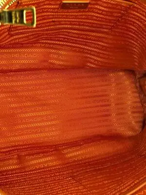 Prada Lux Saffiano Leather Double Zip Tote Bag - Orange
