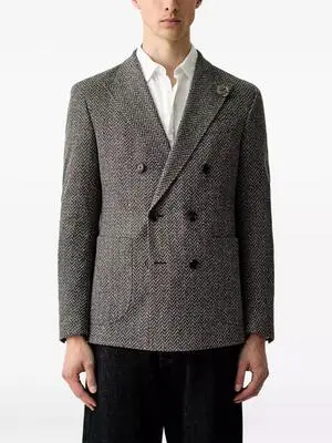 JOOP! Herringbone Double-breasted Blazer - Grey