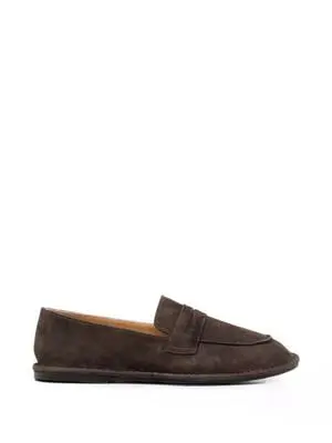 LINDA BAUMANN Suede Penny Loafers - Brown